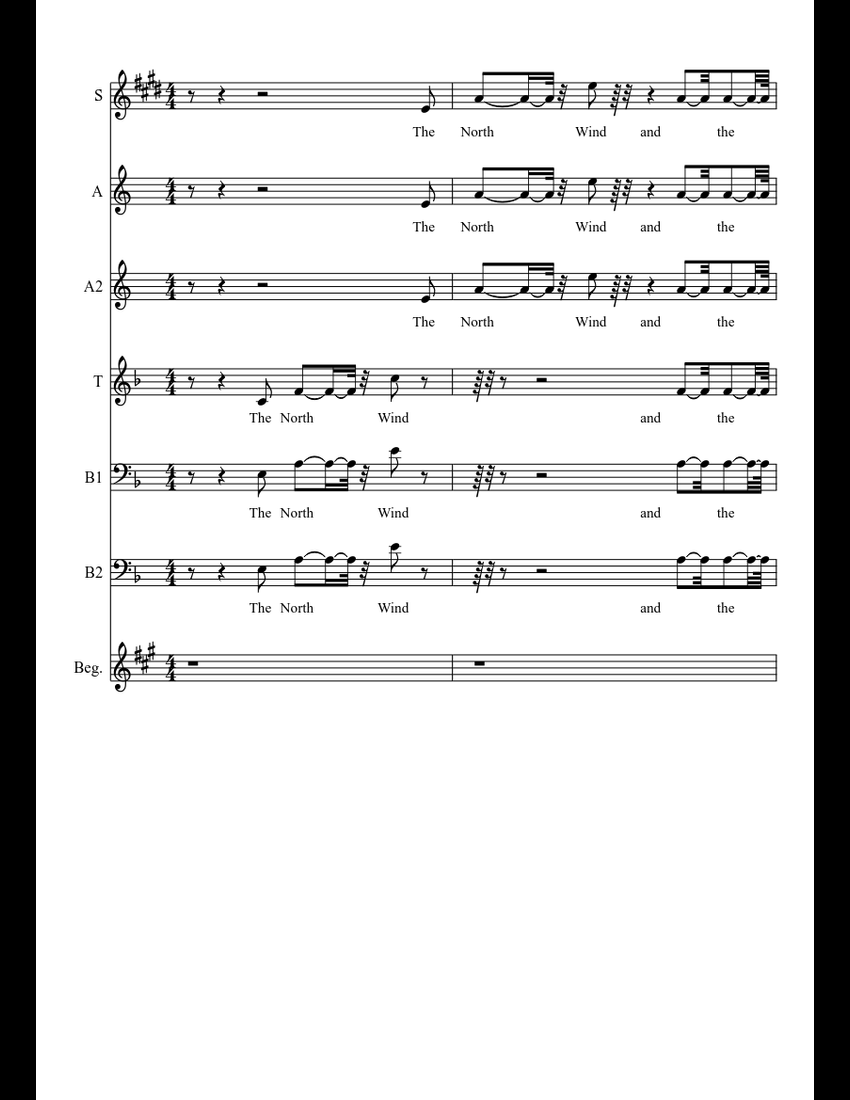 The North Wind and the Sus sheet music for Piano download free in PDF ...