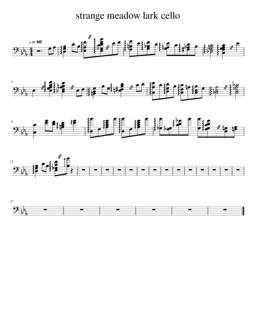 strange meadow lark cello Sheet music for Piano | Download free in PDF ...