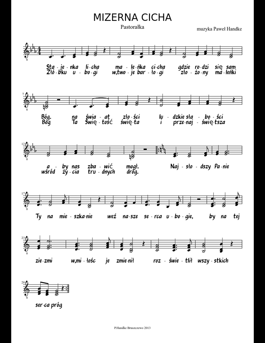 MIZERNA CICHA sheet music download free in PDF or MIDI