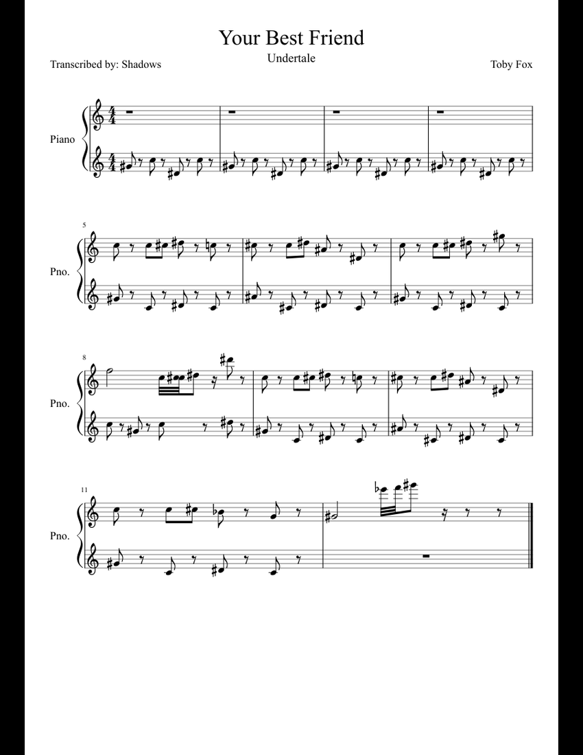 Your Best Friend sheet music for Piano download free in PDF or MIDI