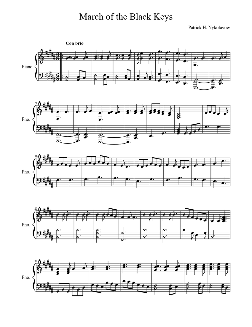 March of the Black Keys Sheet music for Piano (Solo) | Musescore.com