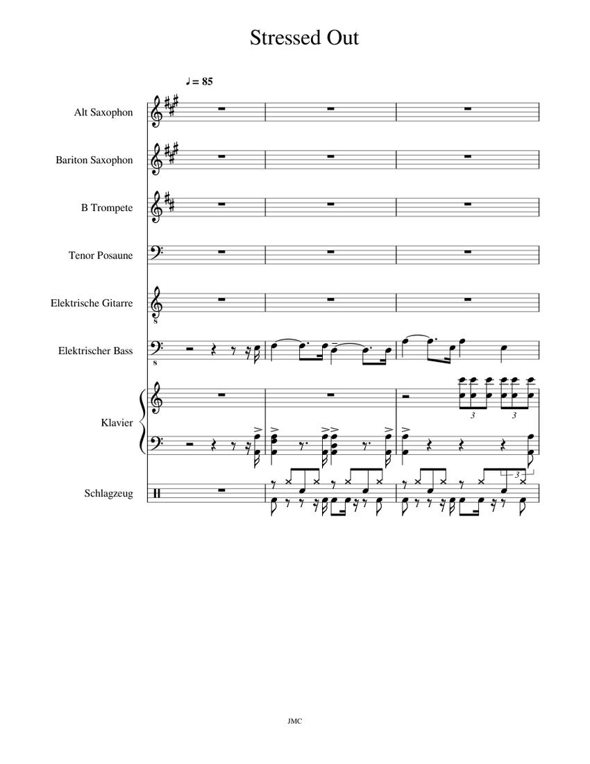 Stressed Out; Band-Version (ohne Gesangsstimme) Sheet music for Piano ...