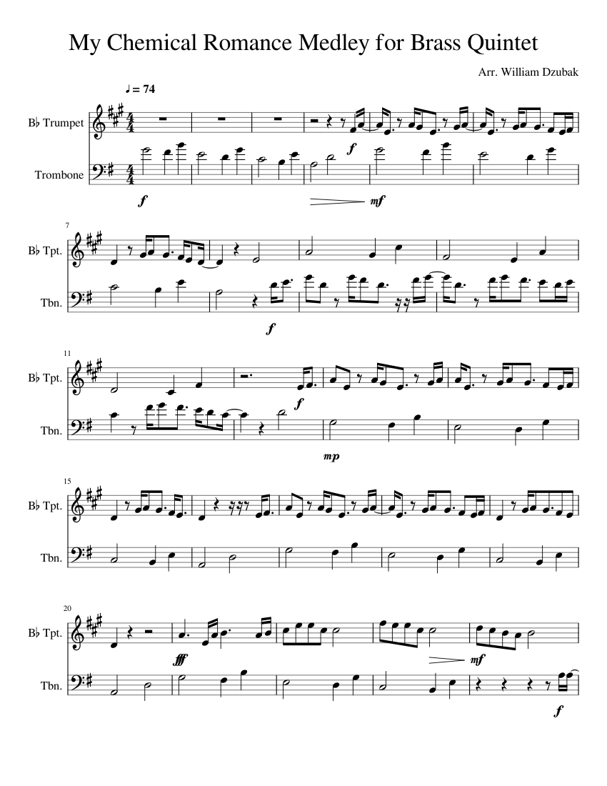 My Chemical Romance Medley For Trumpet And Trombone Sheet Music For my-chemical-romance-medley-for-trumpet-and-trombone-sheet-music-for
