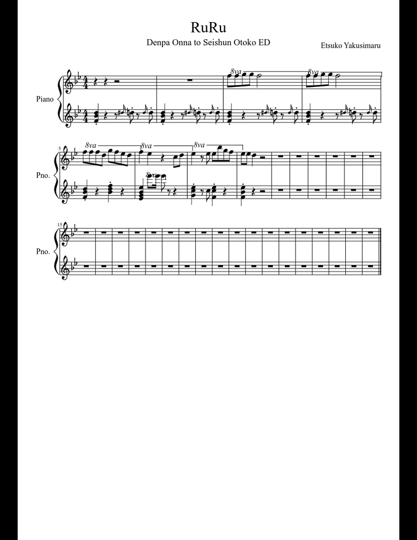 RuRu-Denpa Onna (Incomplete) sheet music for Piano download free in PDF ...