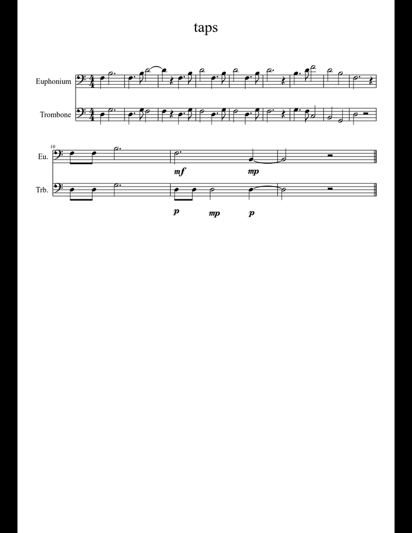 taps sheet music for Tuba, Trombone download free in PDF or MIDI