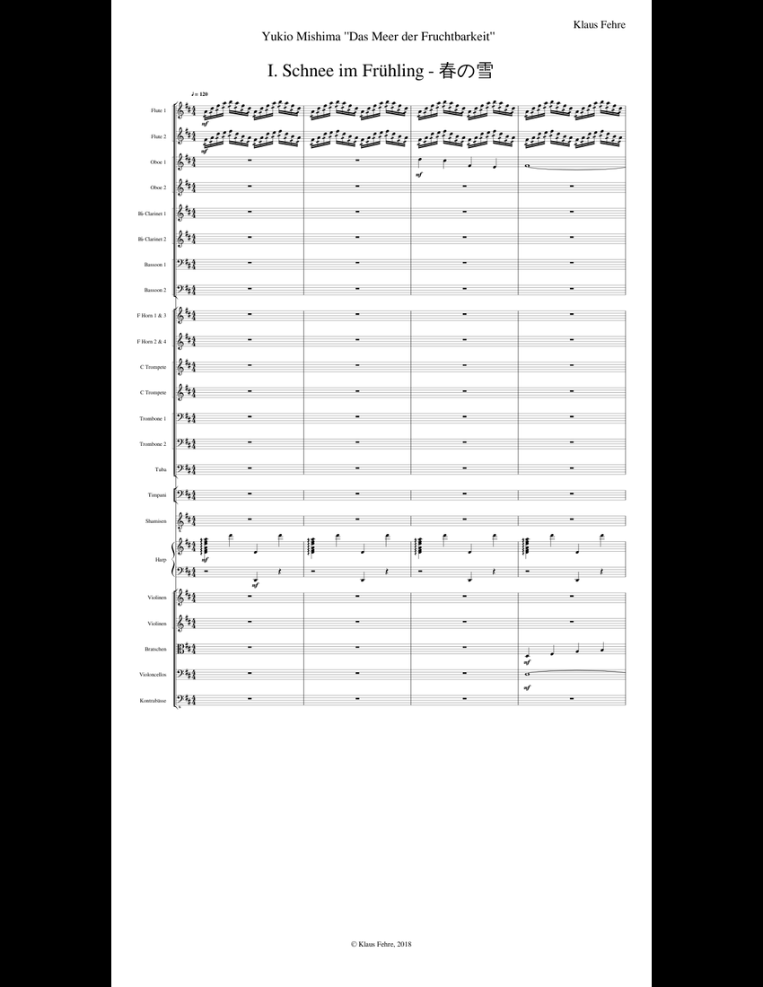 Spring snow sheet music for Flute, Clarinet, Oboe, Bassoon download ...