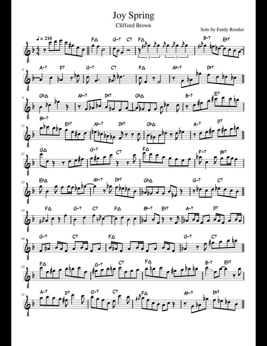 Emily Remler- Joy Spring Solo sheet music for Guitar download free in ...