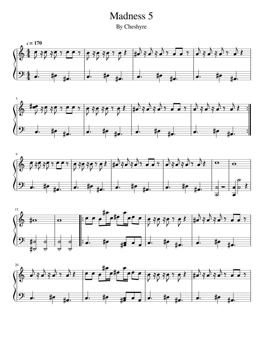 Madness 5 Sheet music for Piano (Solo) | Musescore.com