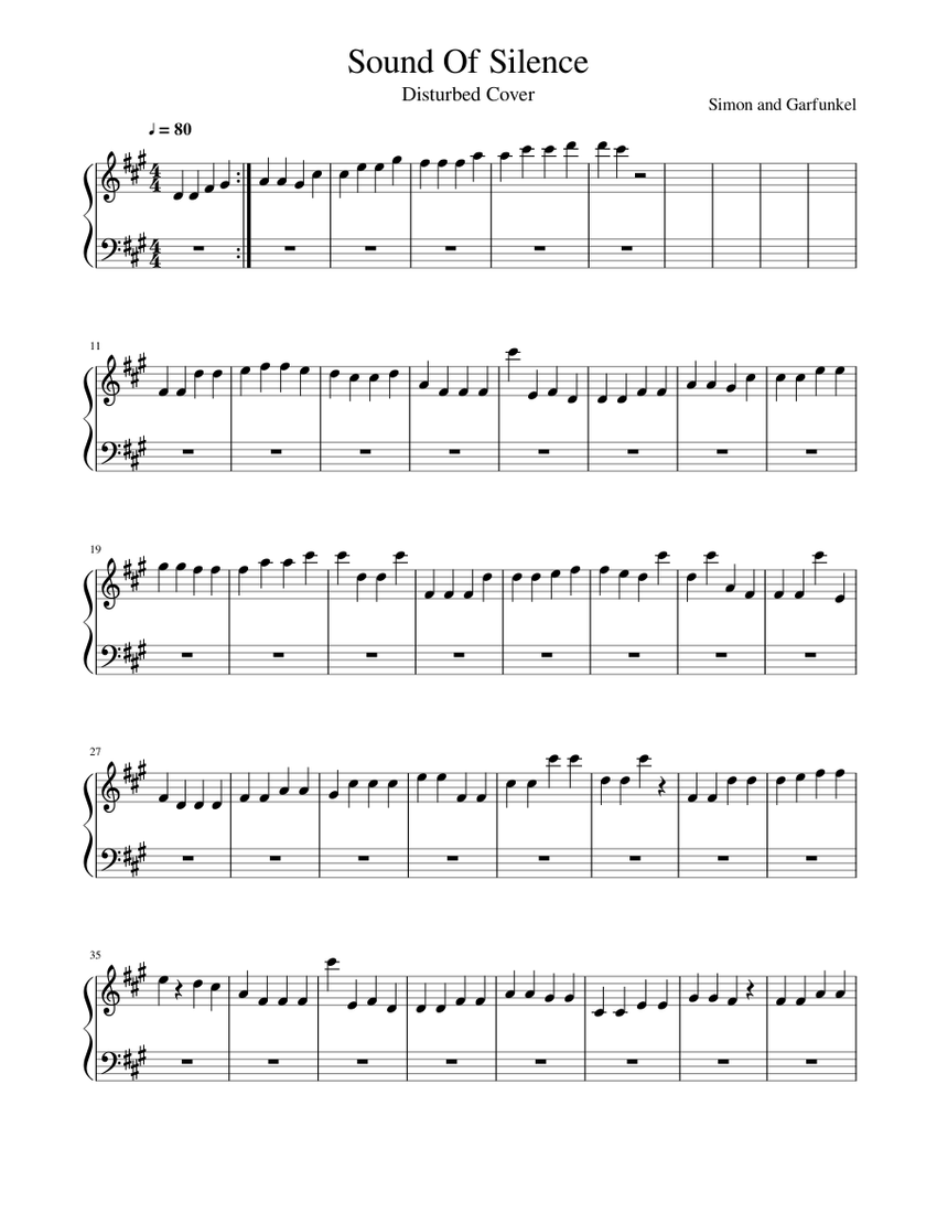 Sound Of Silence Sheet music for Piano | Download free in PDF or MIDI ...