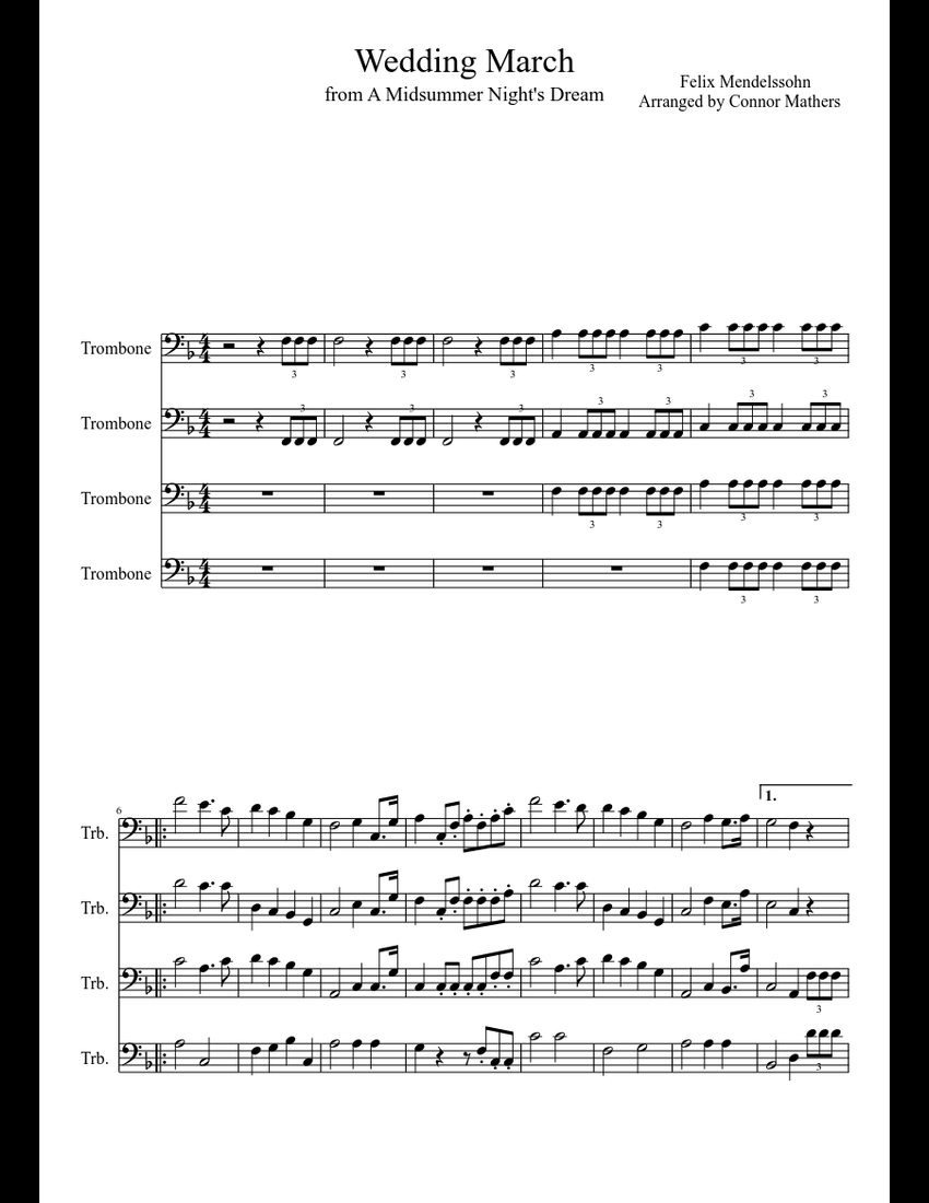 Wedding March sheet music download free in PDF or MIDI
