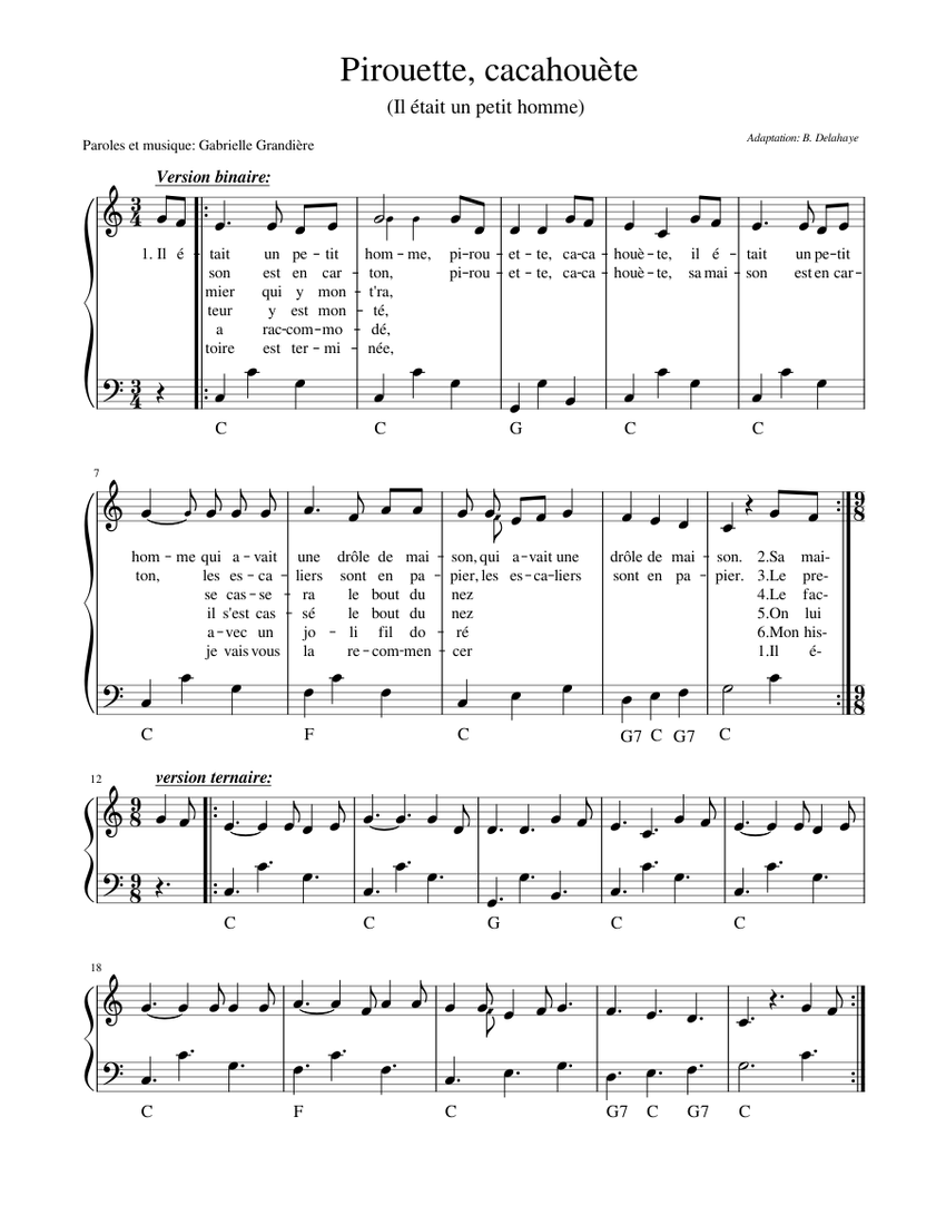 Pirouette, cacahouète Sheet music for Piano (Solo) | Musescore.com