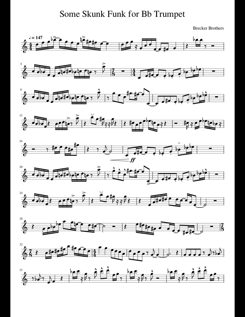 Some Skunk Funk sheet music for Trumpet download free in PDF or MIDI