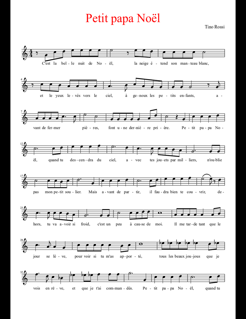 Petit papa Noël sheet music download free in PDF or MIDI