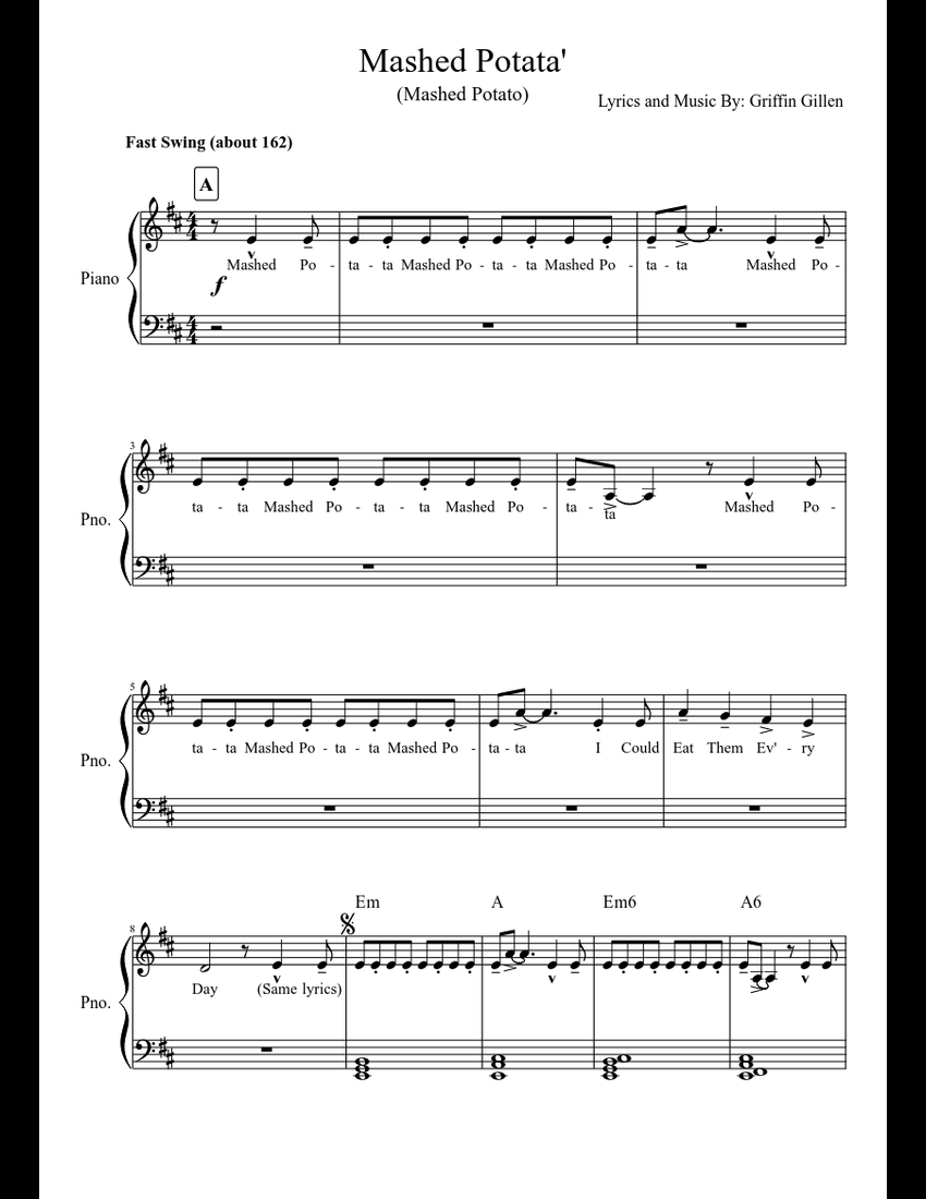 Mashed Potata' (Mashed Potato) sheet music download free in PDF or MIDI