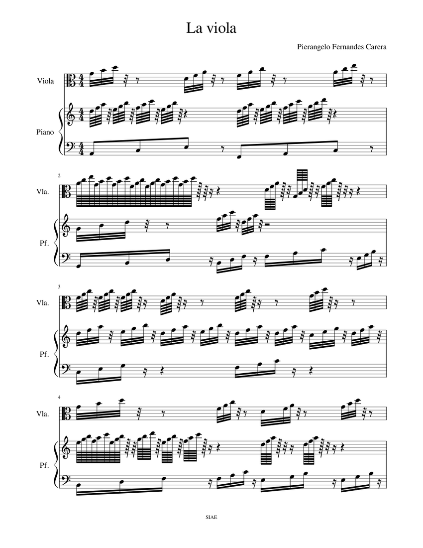 La viola Sheet music for Piano, Viola | Download free in PDF or MIDI ...