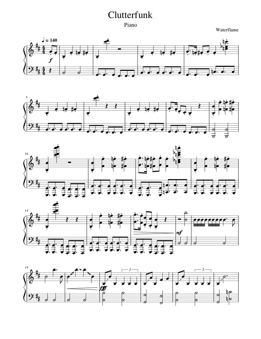 Clutterfunk Sheet music for Piano (Solo) | Musescore.com