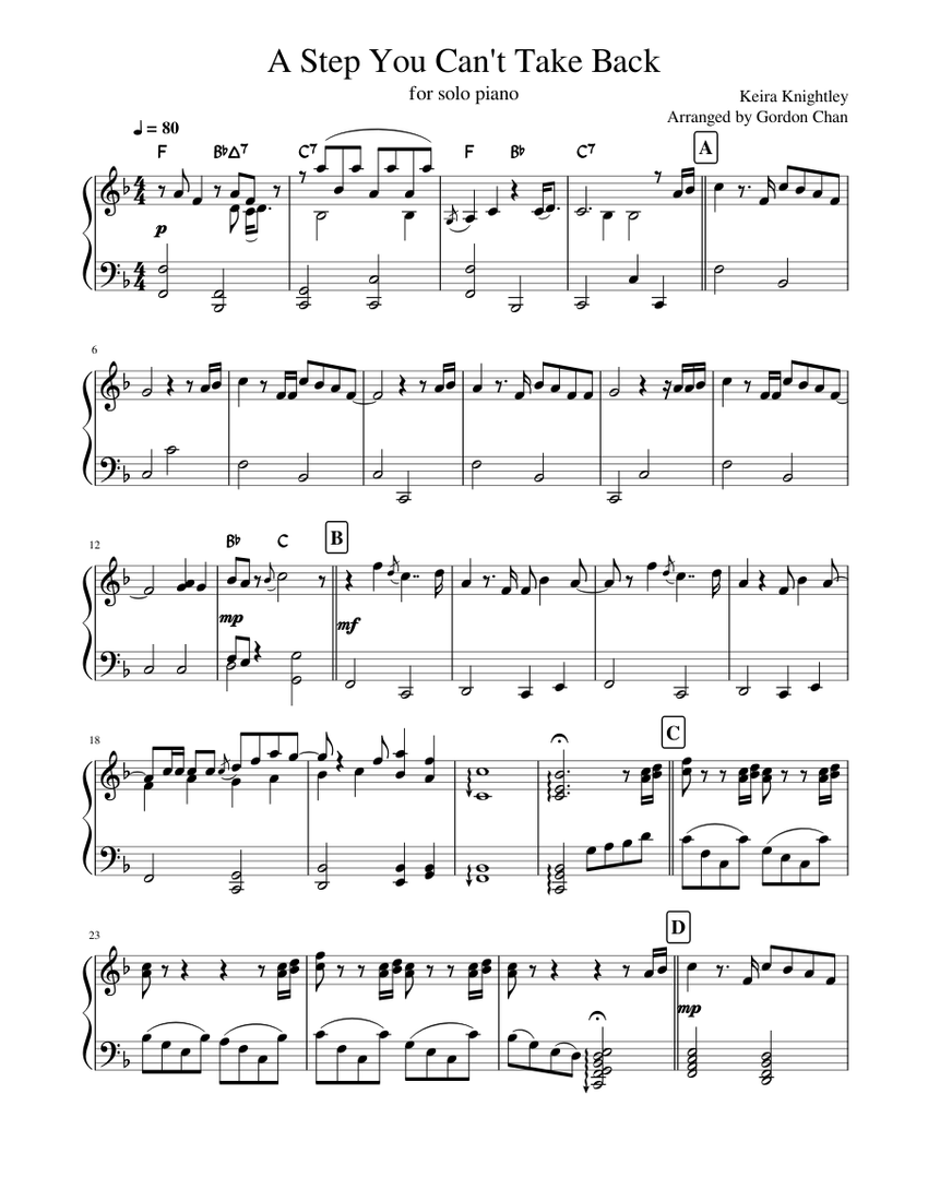 A Step You Can't Take Back (incomplete) Sheet music for Piano ...
