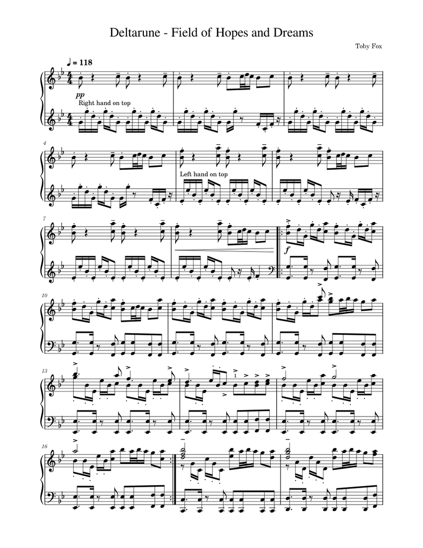 Deltarune - Field of Hopes and Dreams - Playable Version sheet music for Piano download free in ...