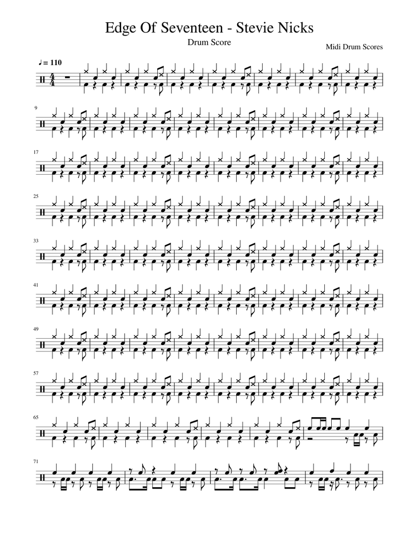 Edge Of Seventeen - Stevie Nicks Sheet music for Drum Group (Solo ...