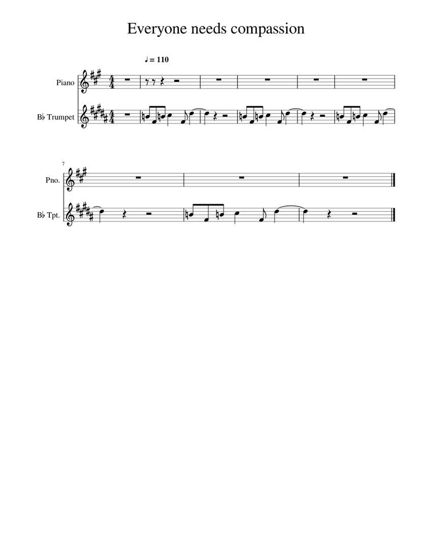 Everyone needs compassion Sheet music for Piano, Trumpet | Download ...
