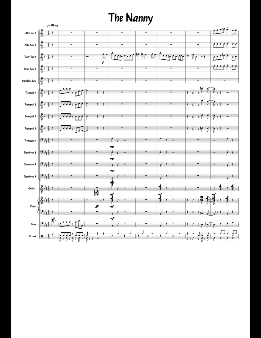 The Nanny Theme Song sheet music for Piano, Alto Saxophone, Tenor ...