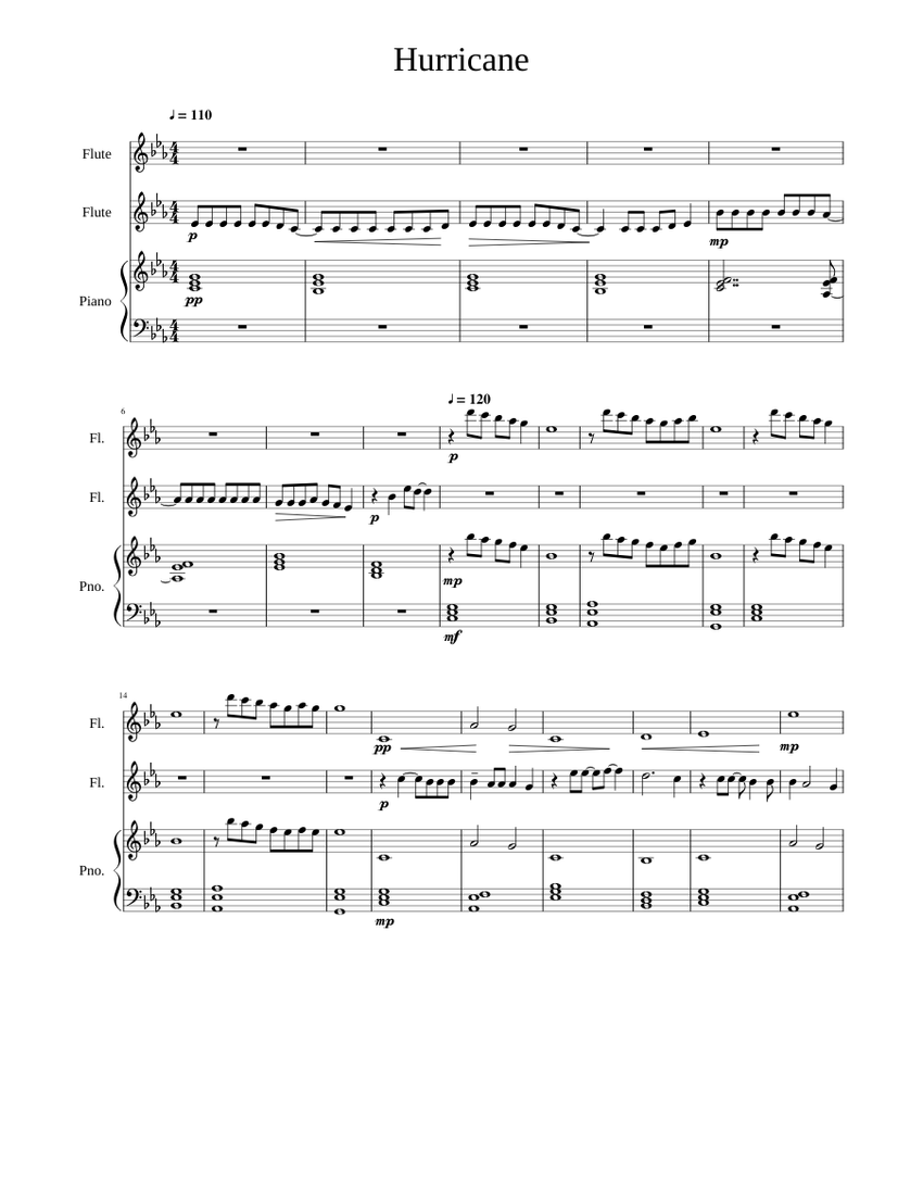 Hurricane Sheet music for Piano, Flute (Mixed Trio) | Musescore.com