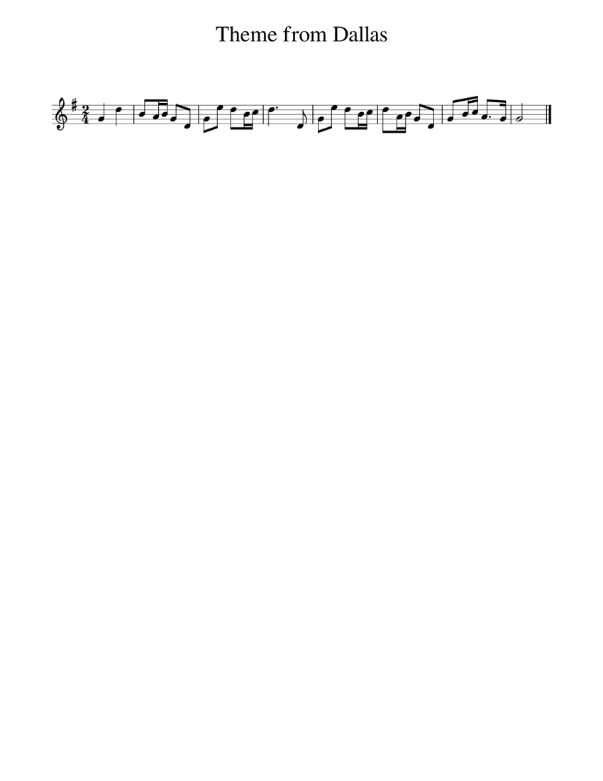 Theme from Dallas Sheet music | Download free in PDF or MIDI ...
