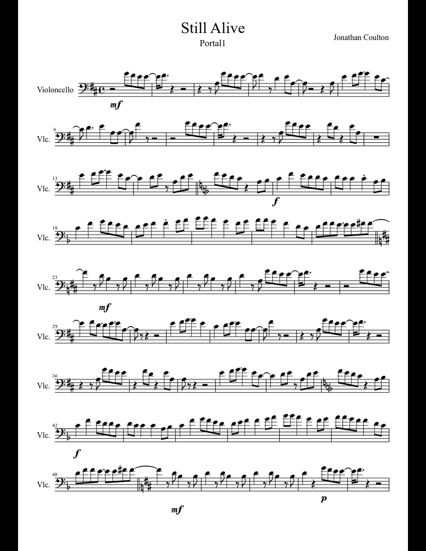 Still Alive sheet music download free in PDF or MIDI
