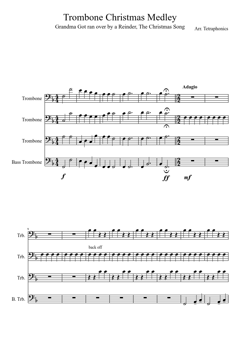 Trombone Christmas Medley sheet music download free in PDF or MIDI