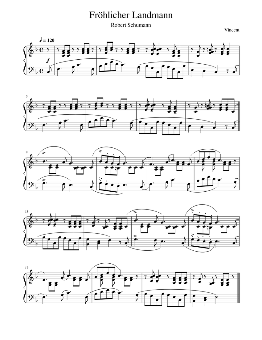 Schumann - Fröhlicher Landmann Sheet music for Piano | Download free in ...