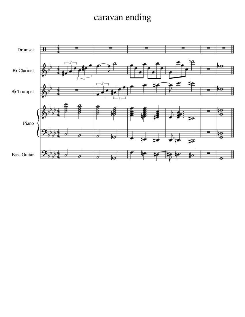 caravan ending Sheet music for Clarinet, Piano, Percussion, Trumpet ...