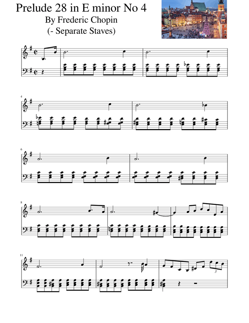 Chopin Prelude 28 in E minor No 4 - Separate Staves Sheet music for ...