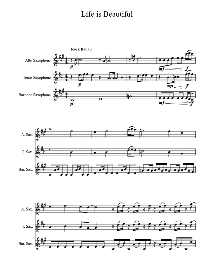 Life is Beautiful Sheet music | Download free in PDF or MIDI ...