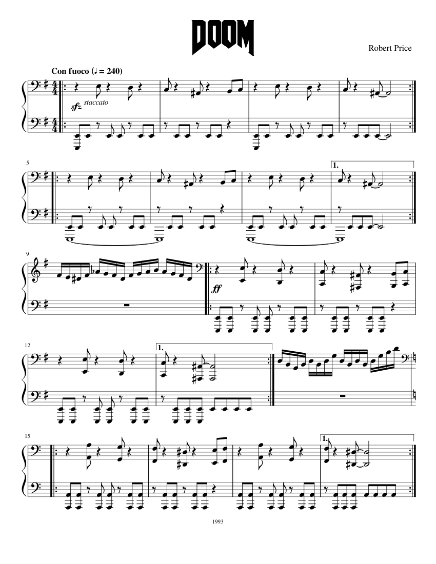 Doom Sheet music for Piano | Download free in PDF or MIDI | Musescore.com