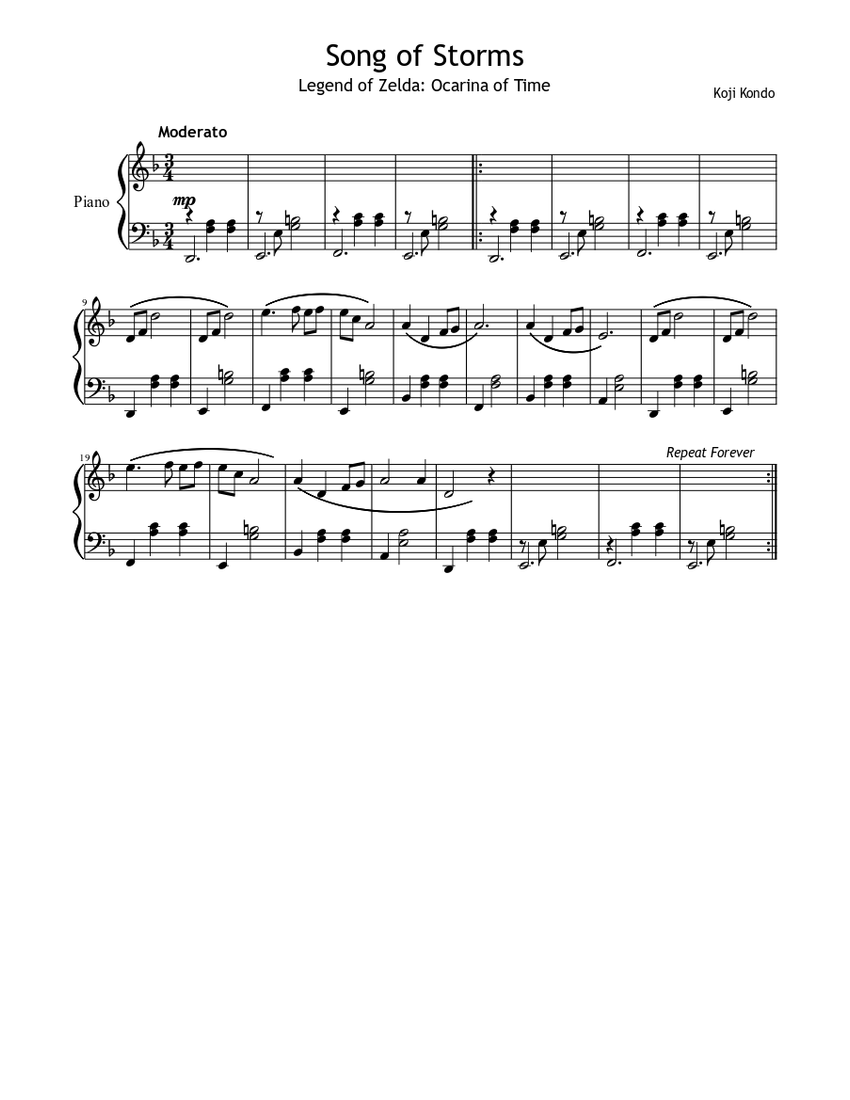 Song of Storms Sheet music | Download free in PDF or MIDI | Musescore.com