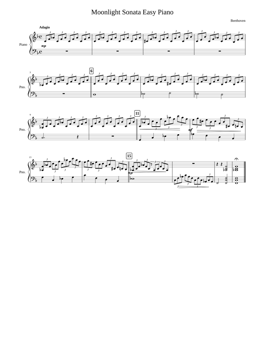 Moonlight Sonata Easy Sheet music for Piano, French Horn | Download ...