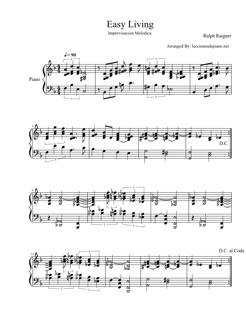 Easy Living sheet music download free in PDF or MIDI