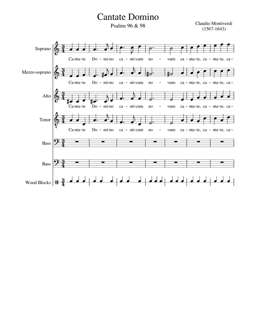 Cantate Domino Sheet music for Soprano, Tenor, Alto, Bass & more ...