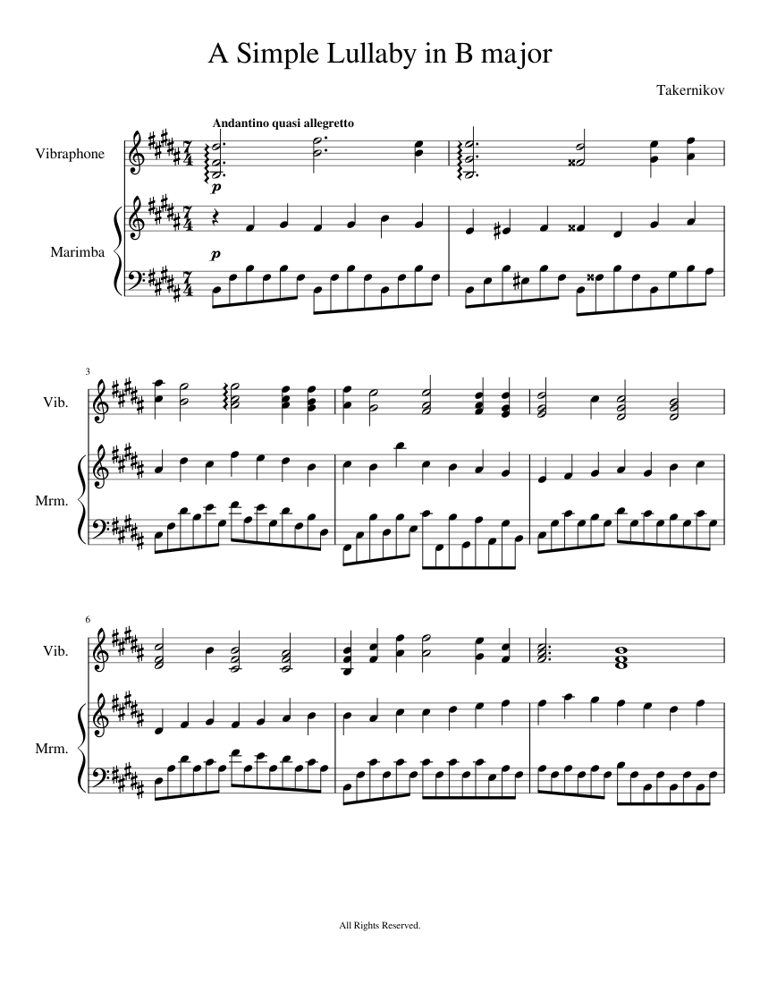 👦🏻🥁A Simple Lullaby No.7 in B major - Original Composition Sheet music ...
