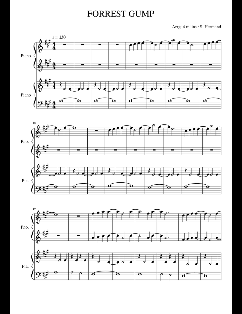 FORREST GUMP de Alan Silvestri sheet music for Piano download free in ...