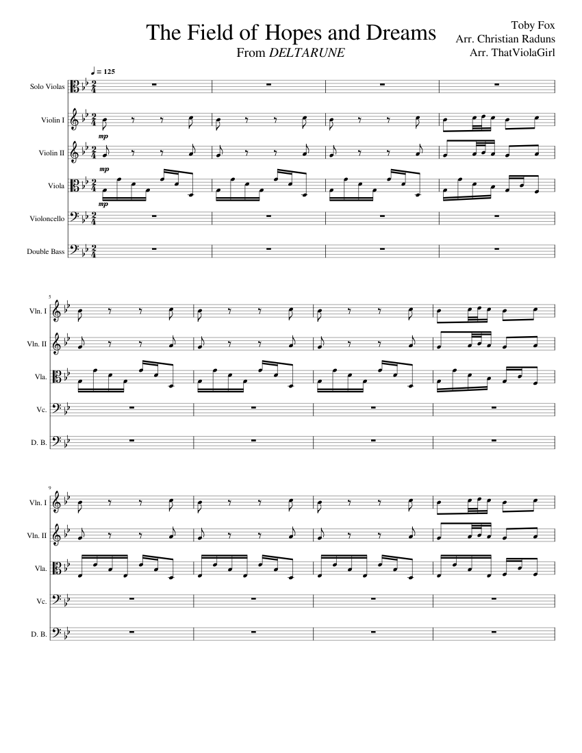 The Field of Hopes and Dreams Sheet music for Violin, Cello, Viola, Contrabass (String Orchestra ...