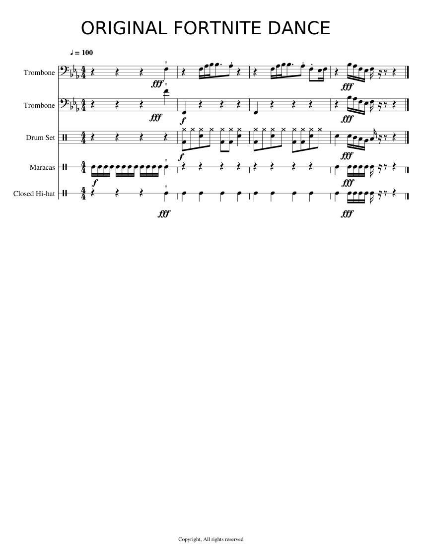 DEFAULT DANCE sheet music for Trombone, Percussion download free in PDF ...