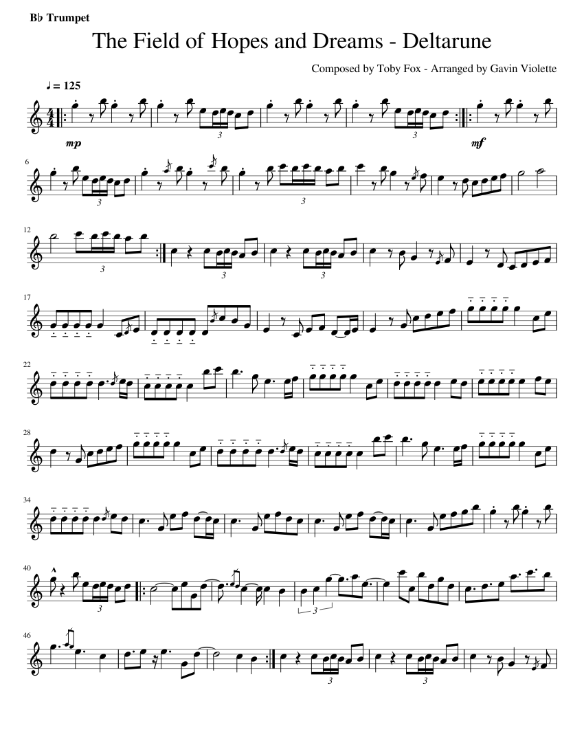 The Field of Hopes and Dreams - Deltarune (Trumpet ver.) Sheet music for Trumpet (In B Flat ...