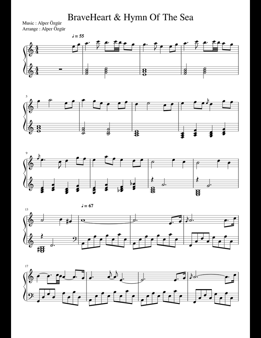BraveHeart And Titanic sheet music for Piano download free in PDF or MIDI