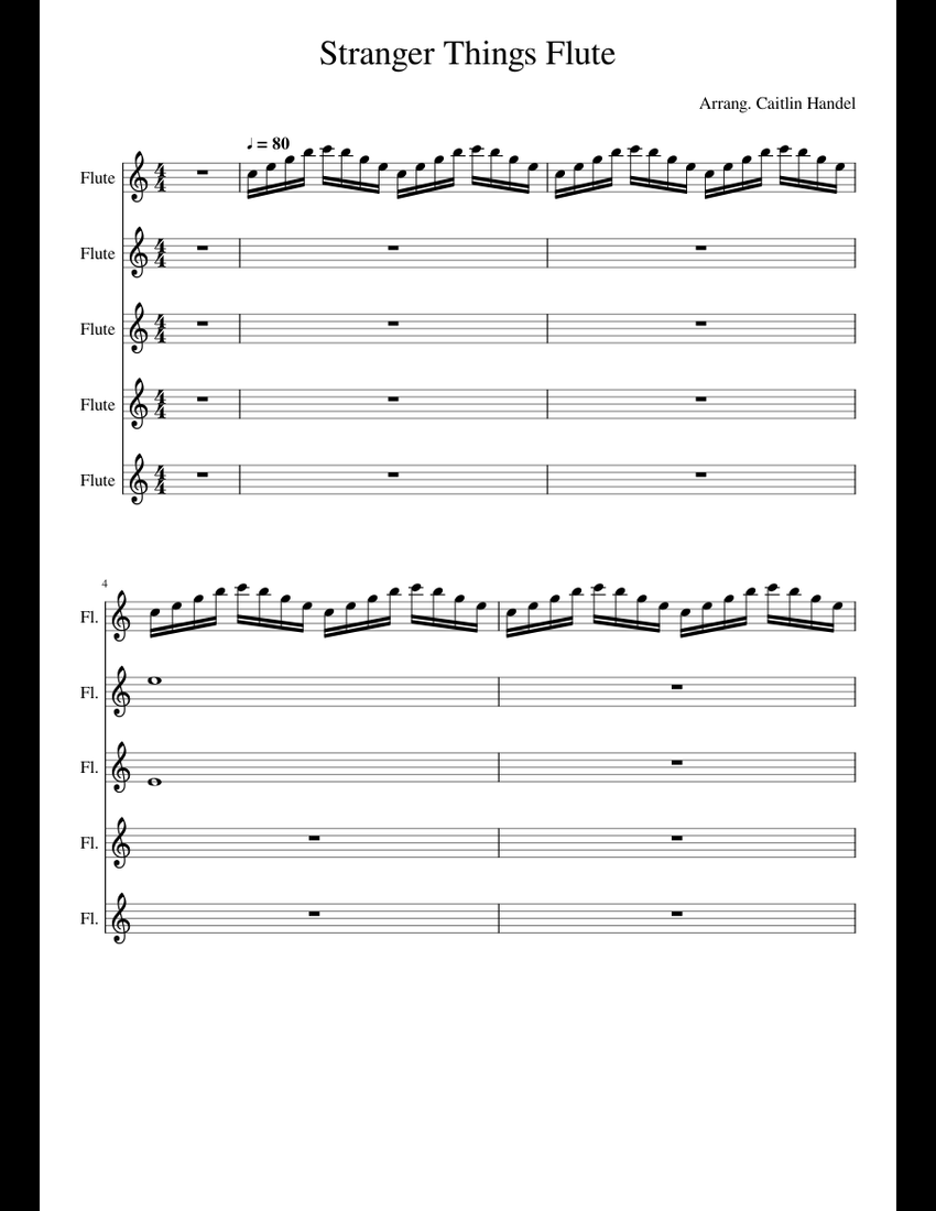 Stranger Things Flute sheet music for Flute download free in PDF or MIDI