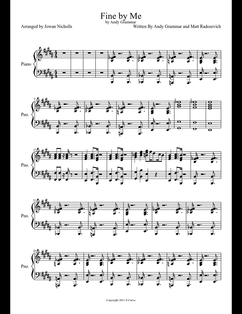 Fine by Me sheet music download free in PDF or MIDI