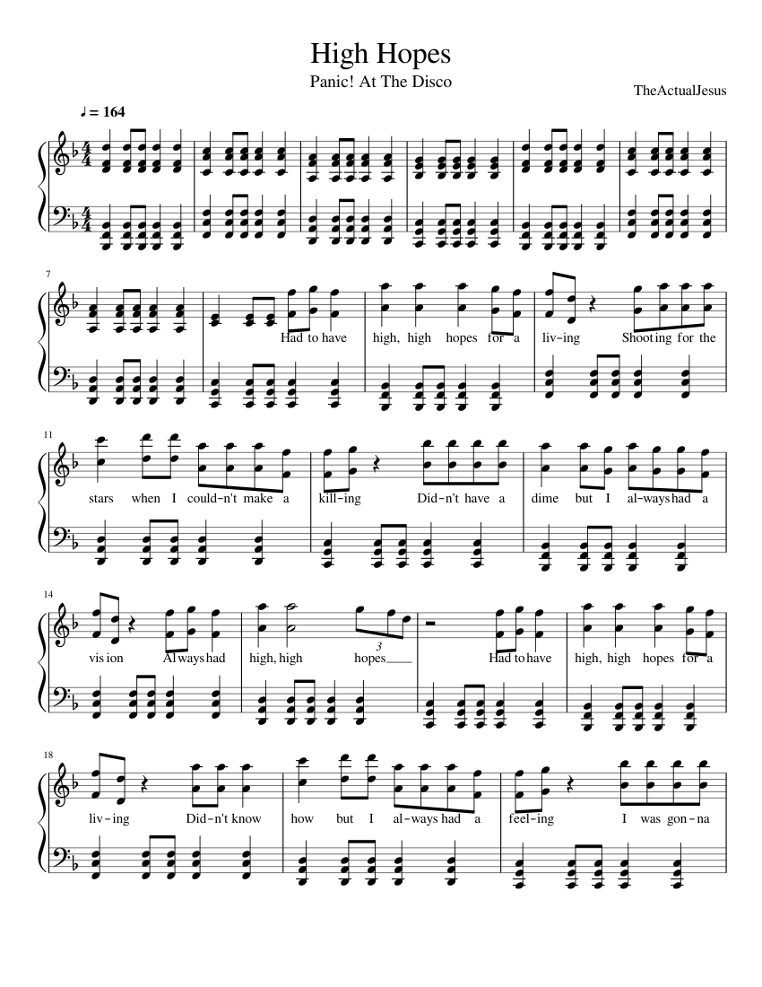 High Hopes Panic At The Disco Sheet music for Piano (Solo) | Musescore.com