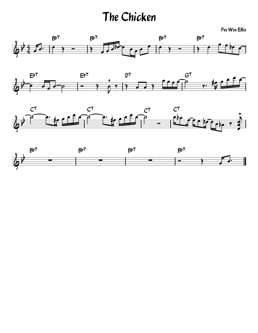 The Chicken Pee Wee Ellis made popular by Jaco Pastorius Sheet music ...