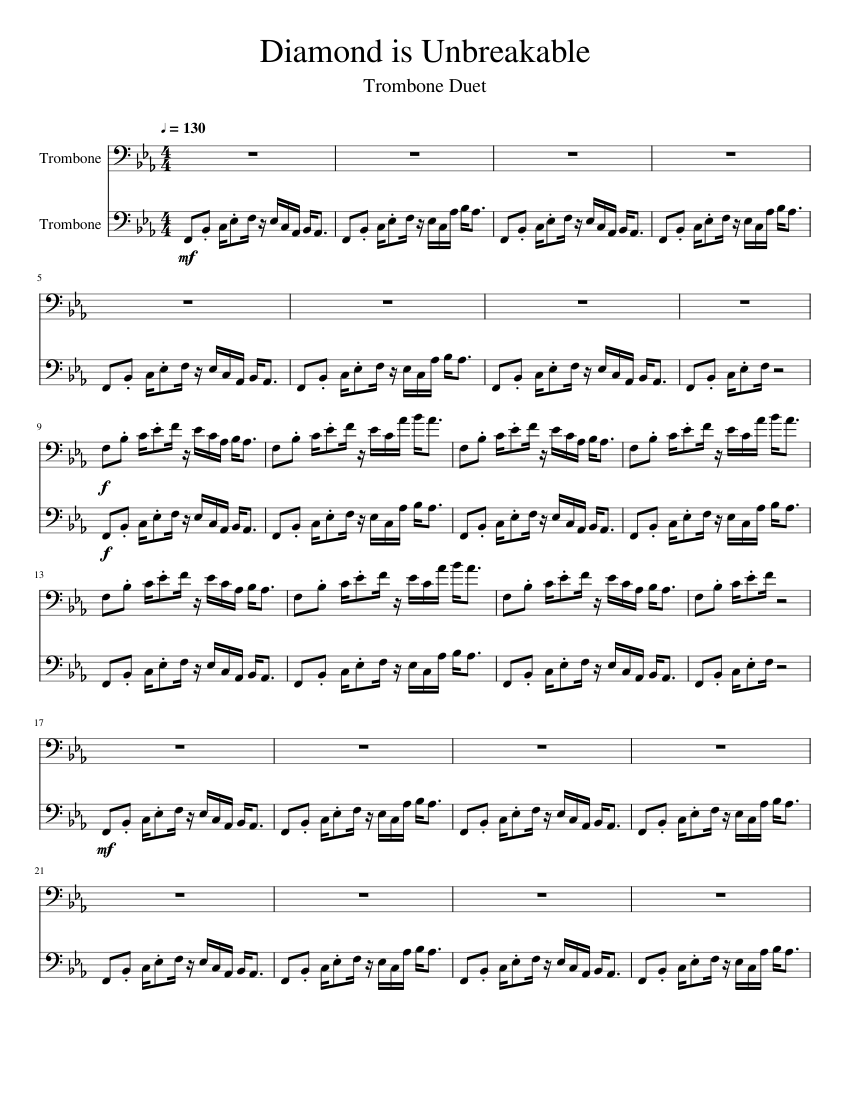 Diamond is Unbreakable - Trombone Duet Sheet music for Trombone ...