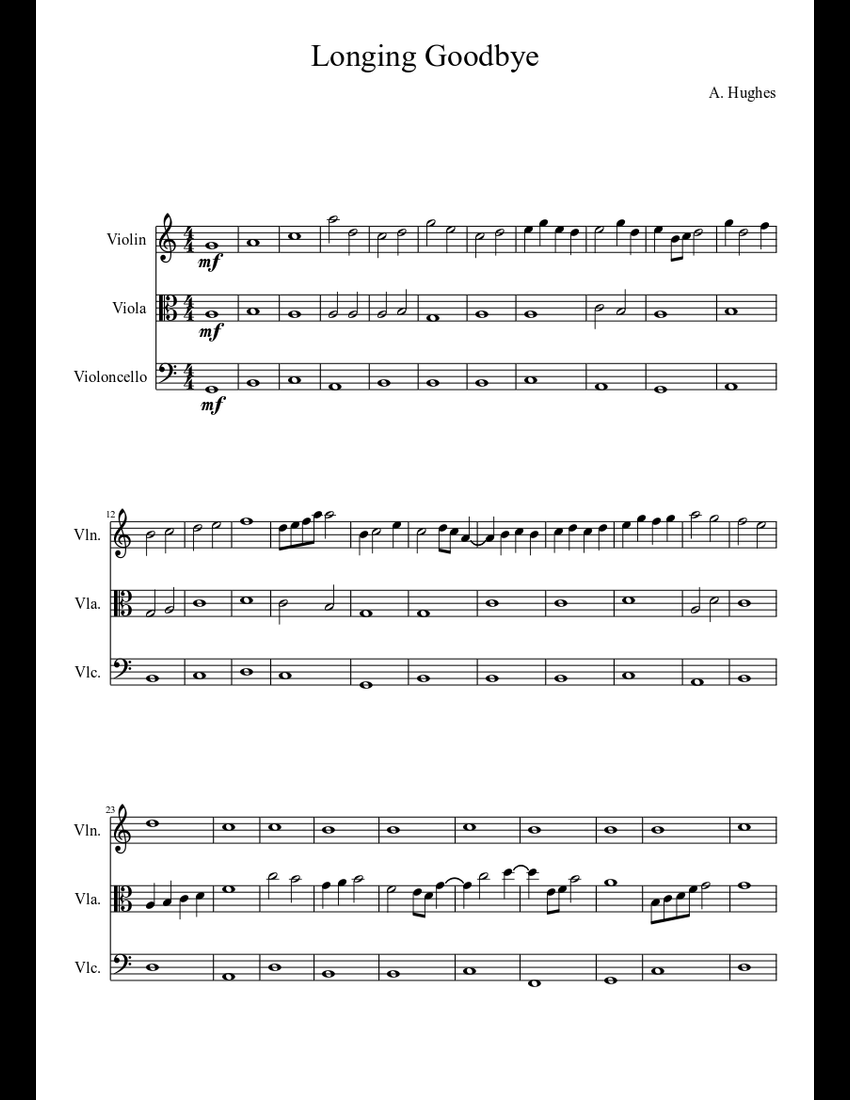 Longing Goodbye sheet music download free in PDF or MIDI